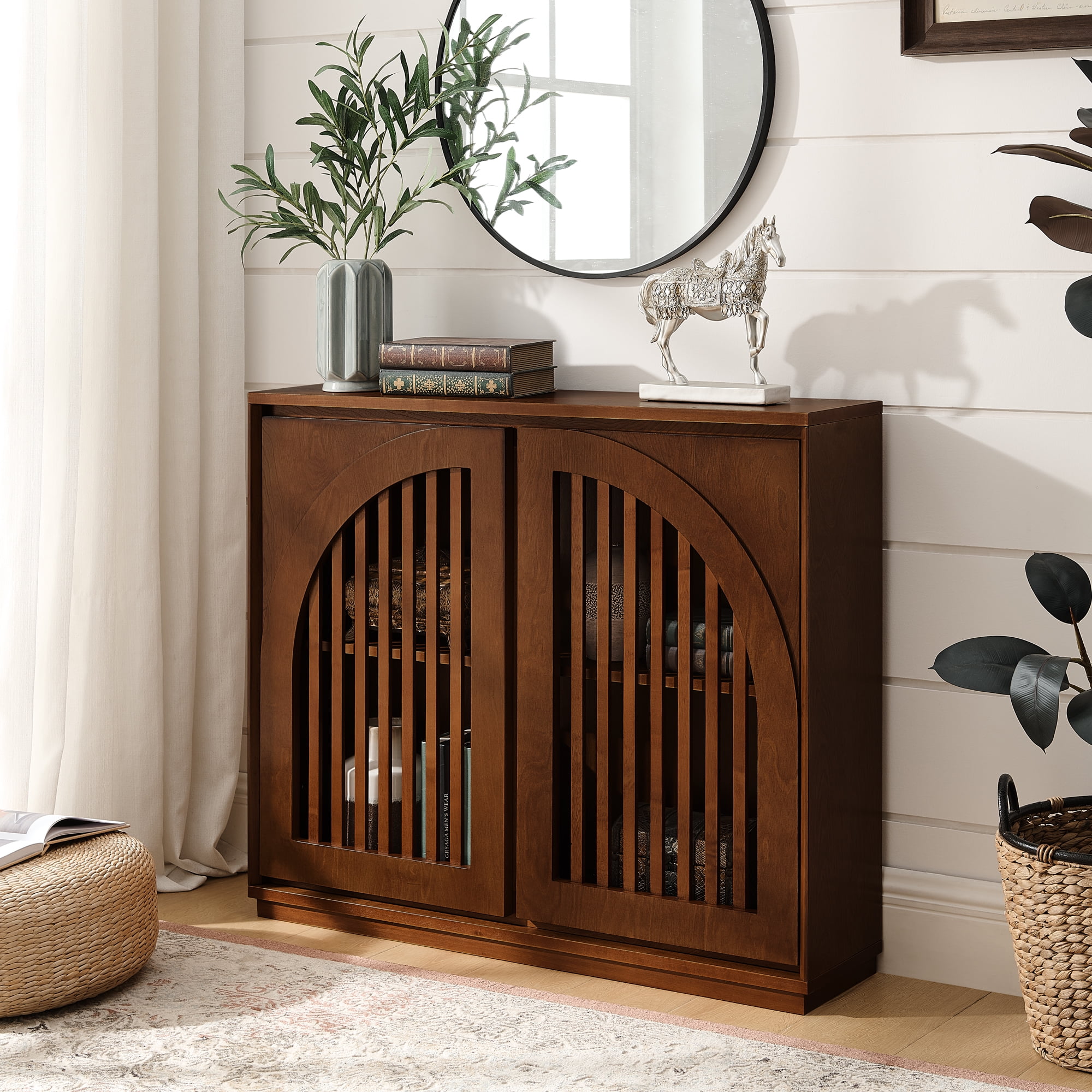 Mid Century Modern Fluted Sideboard Cabinet with 2 Outlet Holes, Buffet ...