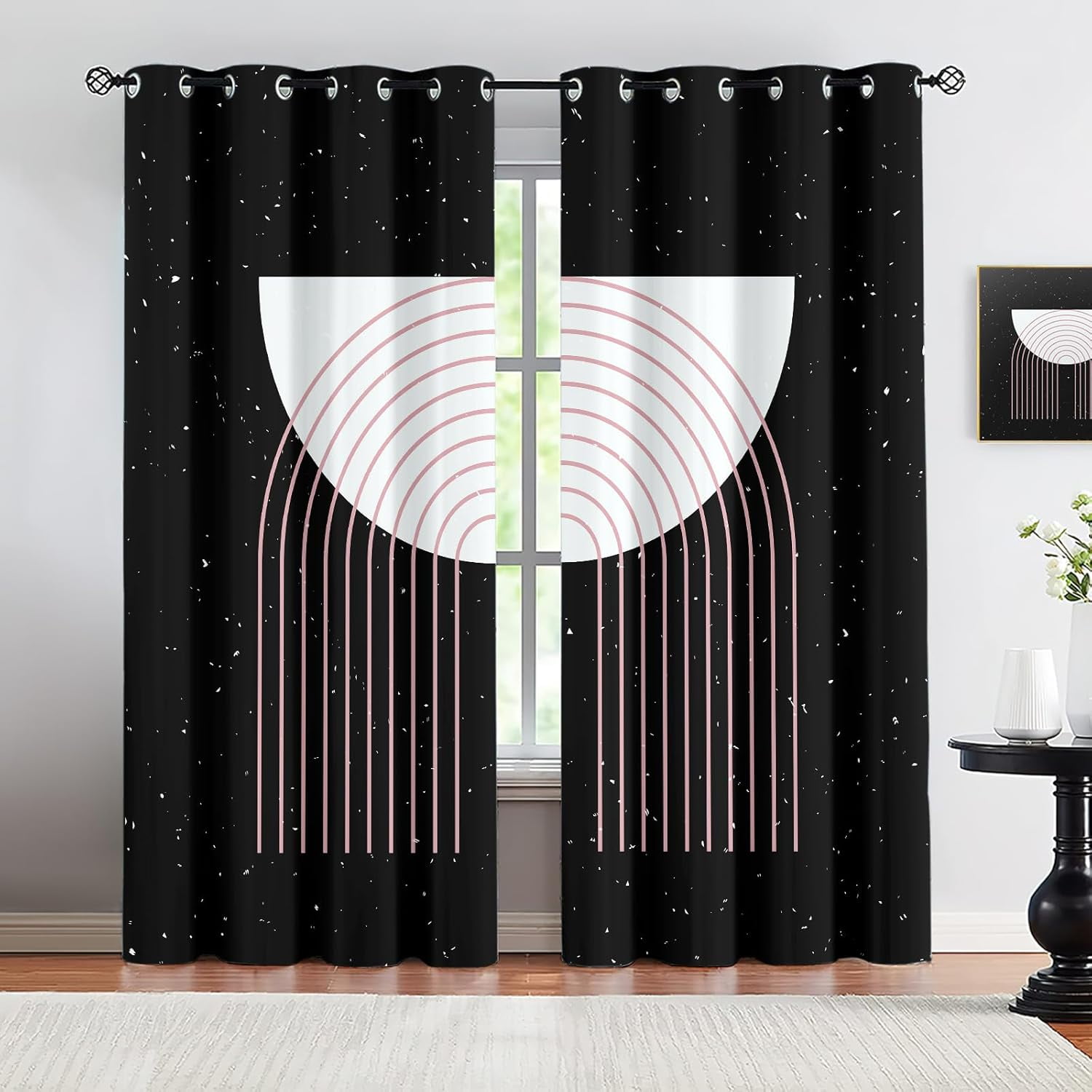 Mid-Century Modern Geometric Grommet Treatment Window Curtain, Bohemian ...
