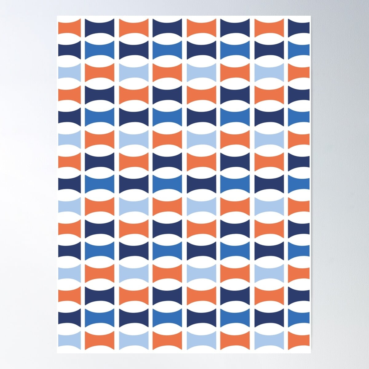 Mid Century Modern Geometric Pattern Blue, Orange Poster Wall Art ...