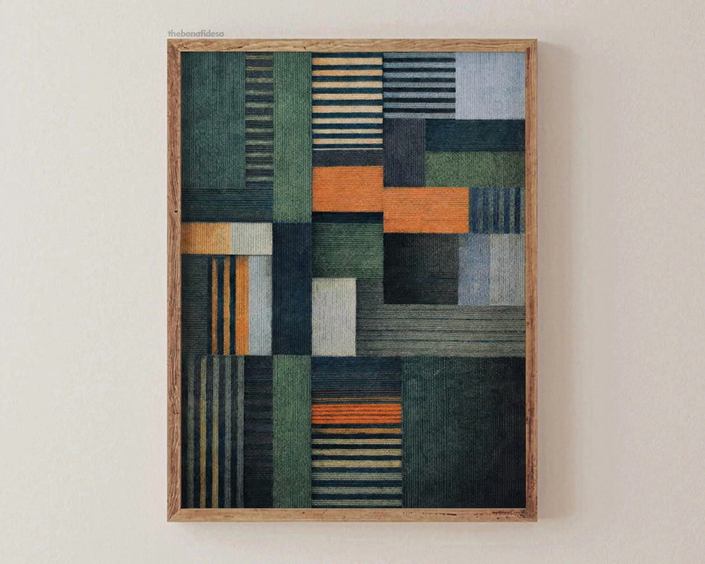 Mid Century Modern Geometric Wall Art Print, Abstract Striped Blocks ...
