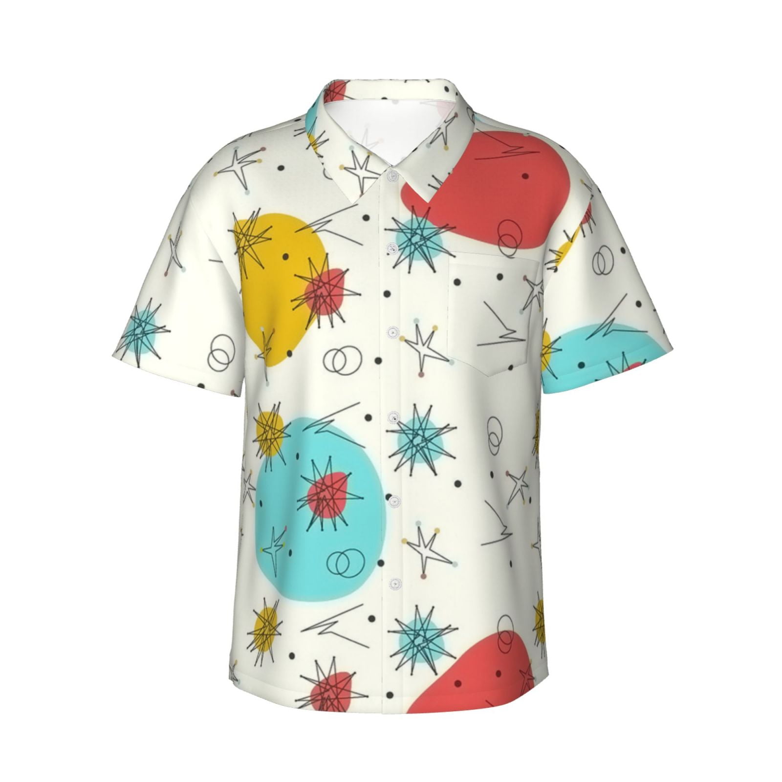 Mid Century Modern Hawaiian Shirts For Men, Summer Short-Sleeve Relaxed ...