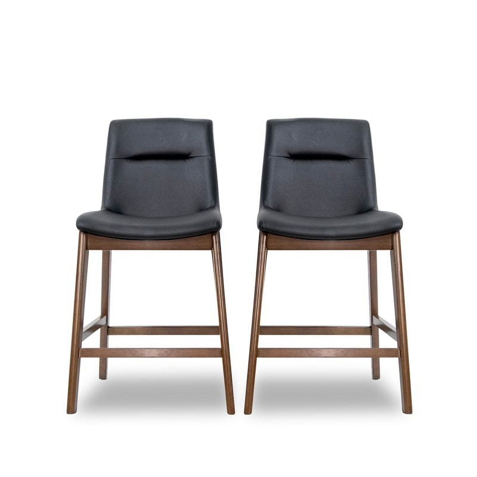Mid Century Modern Helena PU Black Leather Counter Stool (Set of 2 ...