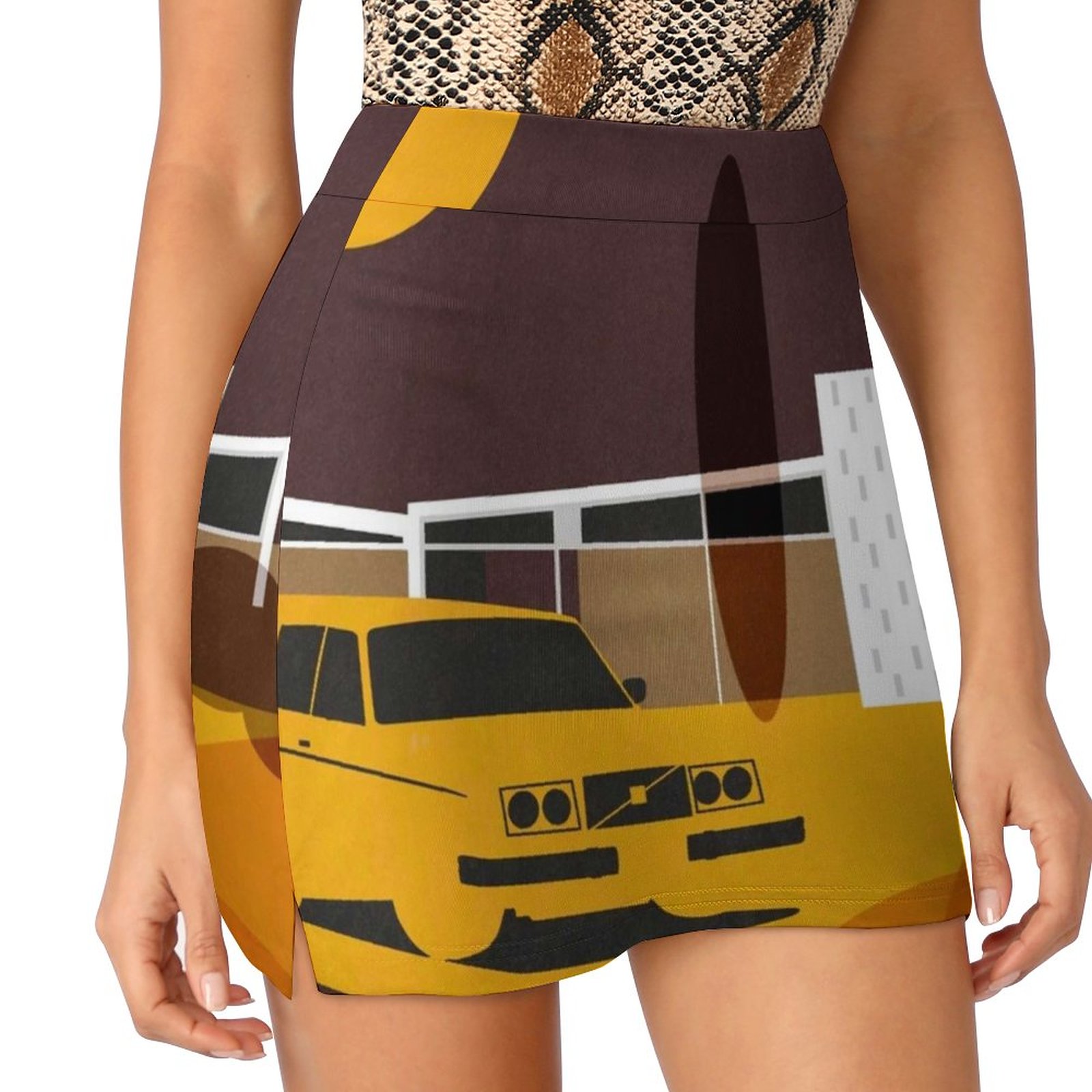Mid-Century Modern Home And Retro Car Skirts Woman Fashion Pant Skirt ...