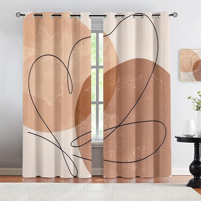 Mid Century Modern Irregular Geometry Window Curtains For Bedroom ...