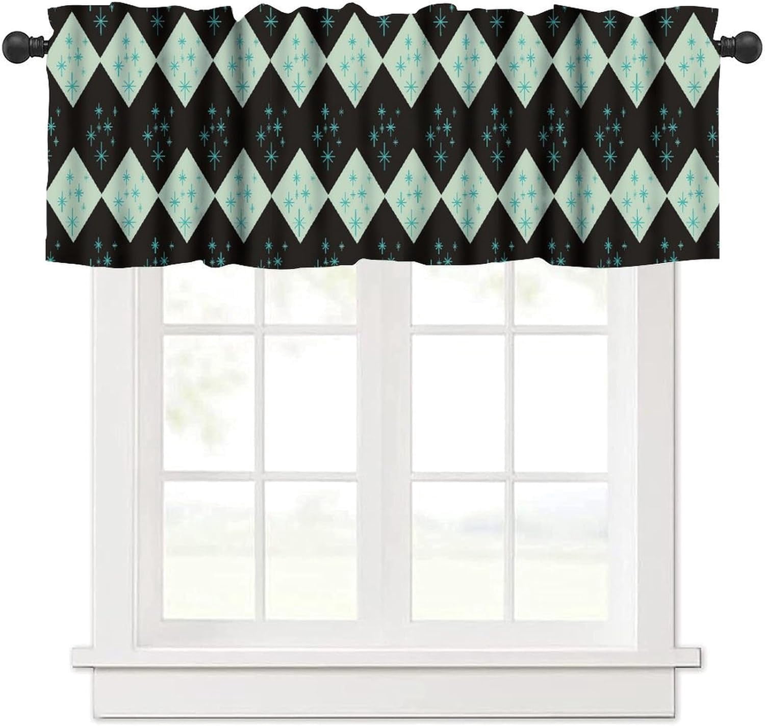 Mid Century Modern Kitchen Curtain Valance, Geometry Bohemian Retro ...