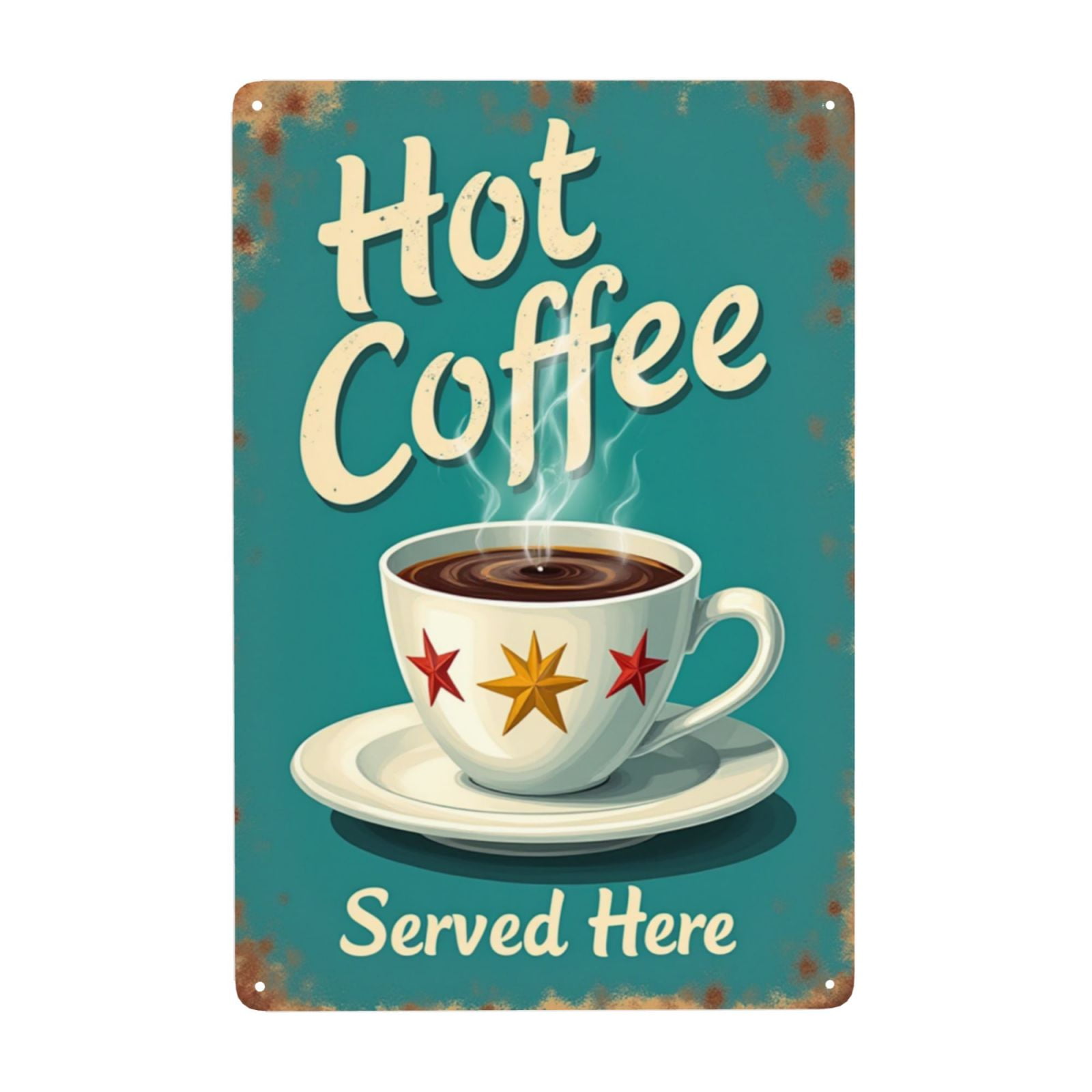 Mid Century Modern Kitchen Metal Tin Sign Retro Coffee Cup Cafe Sign ...