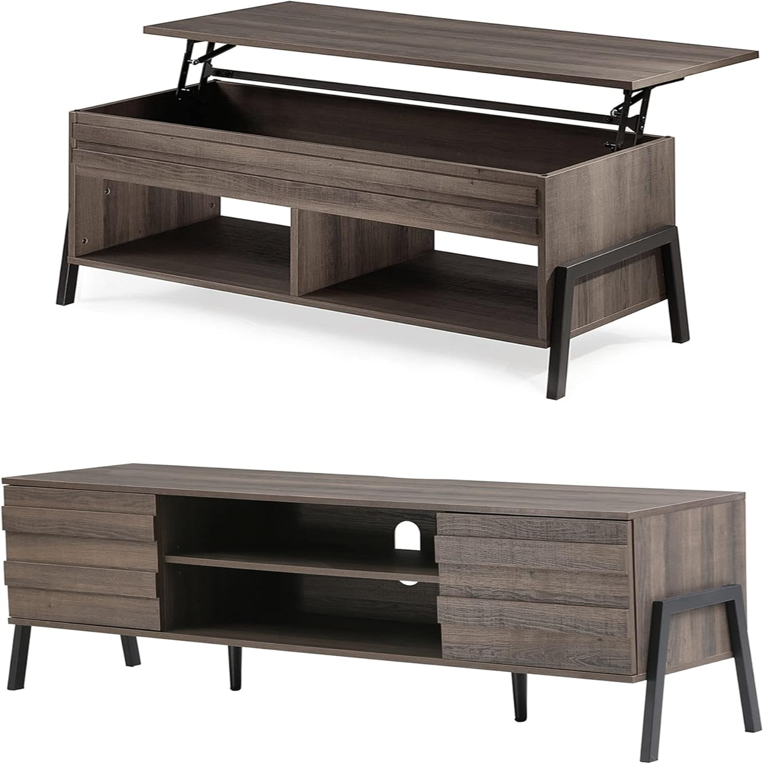 Mid Century Modern Living Room Table Set 60 Inch TV Stand Console Table ...