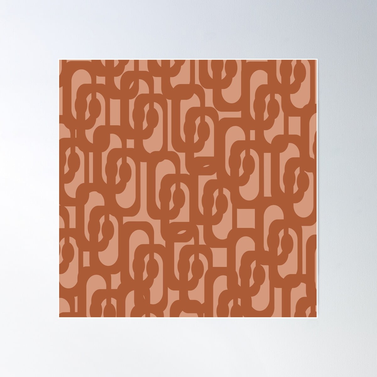 Mid Century Modern Loops Pattern In Rich Clay Rust Terracotta Poster ...