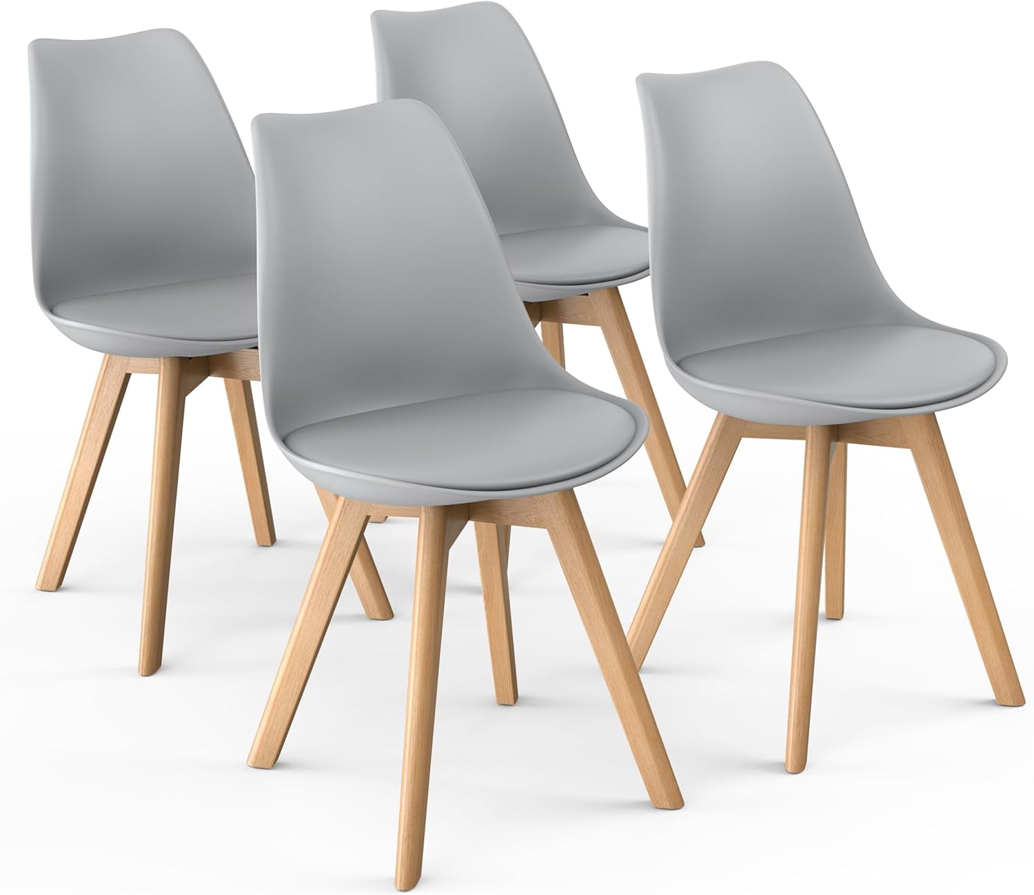 Mid-Century Modern Lounge Chair Set of 4 - High Back Rest, Soft Padded ...