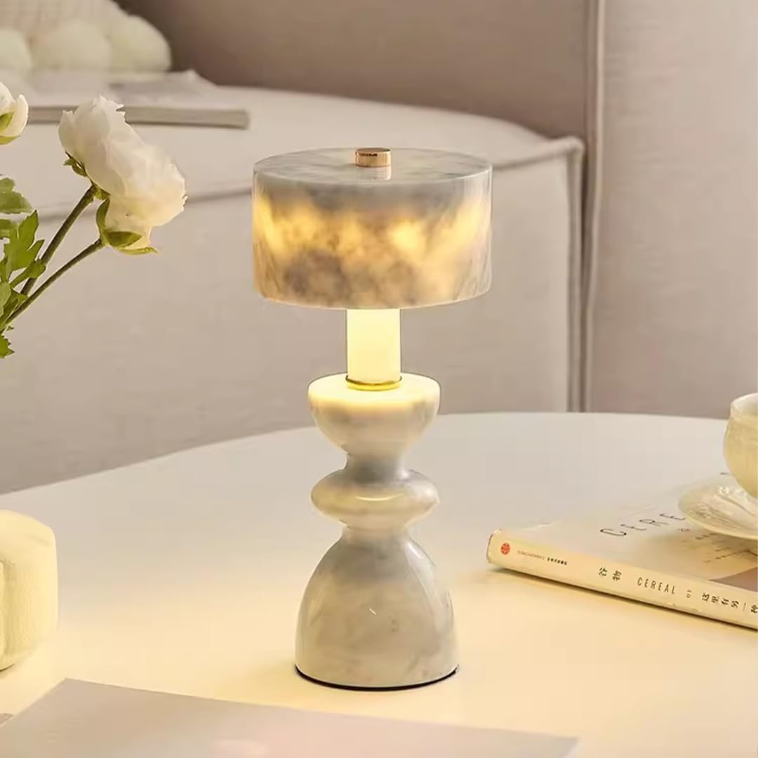 Mid Century Modern Marble Table Decor Lamp with Colors LED Light Bulb ...