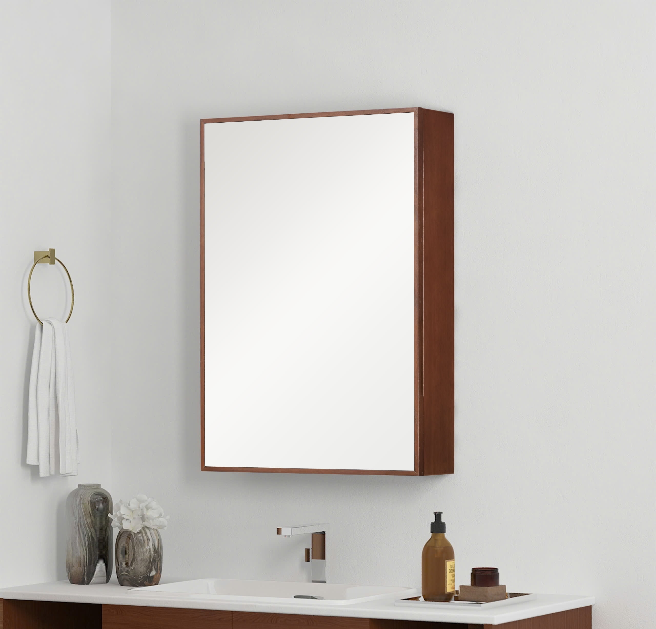 Mid-Century Modern Medicine Cabinet,19 Inch x 27 Inch Wood Storage ...