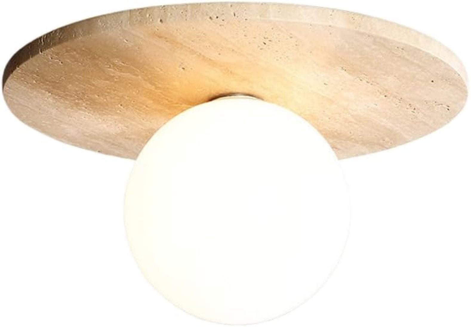 Mid Century Modern Milk Glass Ceiling Light Natural Stone Marble Light ...