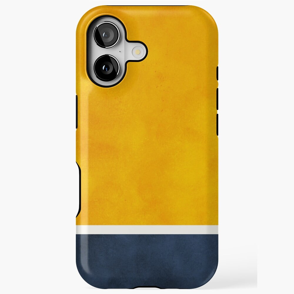 Mid Century Modern Minimalist Abstract Art in Blue and Yellow Retro ...