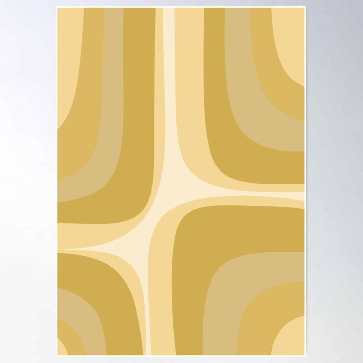 Mid Century Modern Minimalist Abstract Retro Groove Pattern In Golden ...