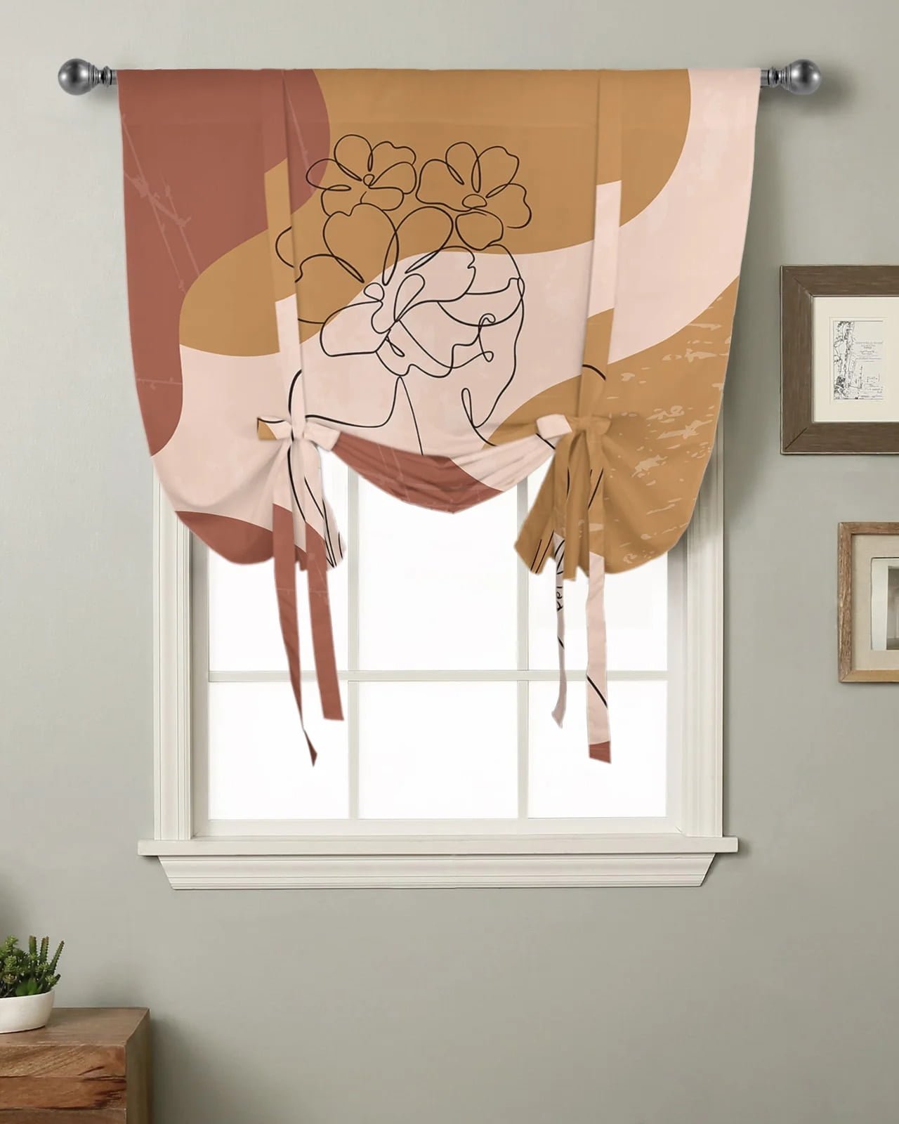 Taupe Modern Abstract Art Curtains for Living Room Kids Bedroom Blinds ...