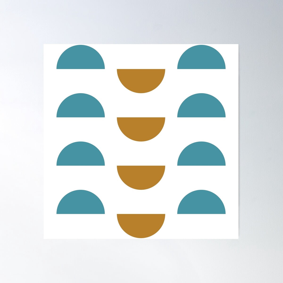 Mid Century Modern Moon Geometric Shapes Retro - Gold And Teal Poster ...