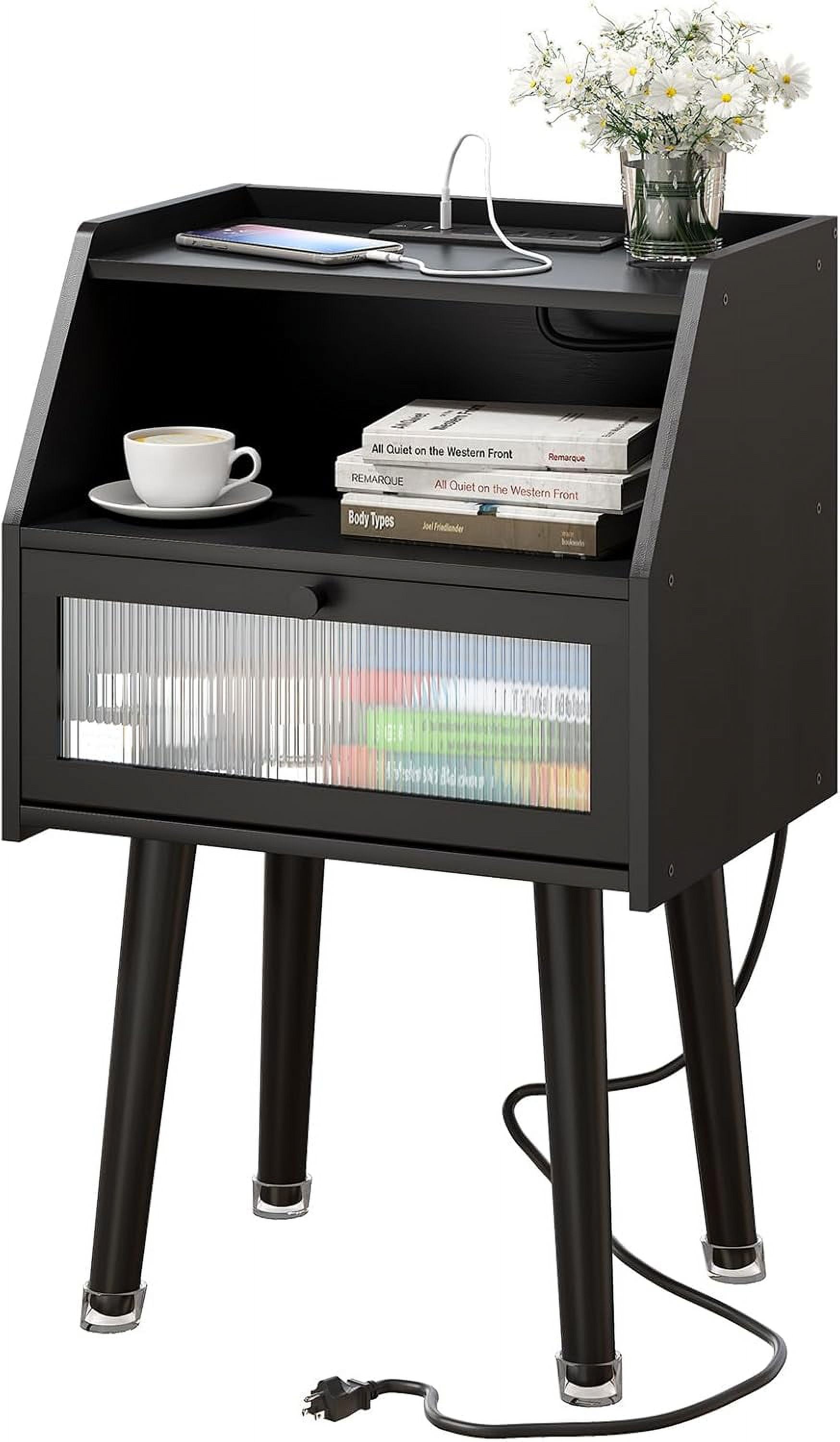 Mid Century Modern Nightstand Side Table End Table with Charging ...