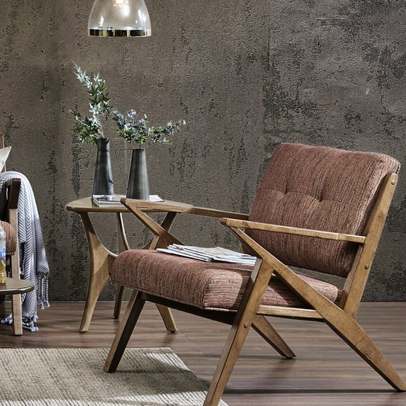 Mid Century Modern Orange Lounge Chair, Solid Wood Construction ...