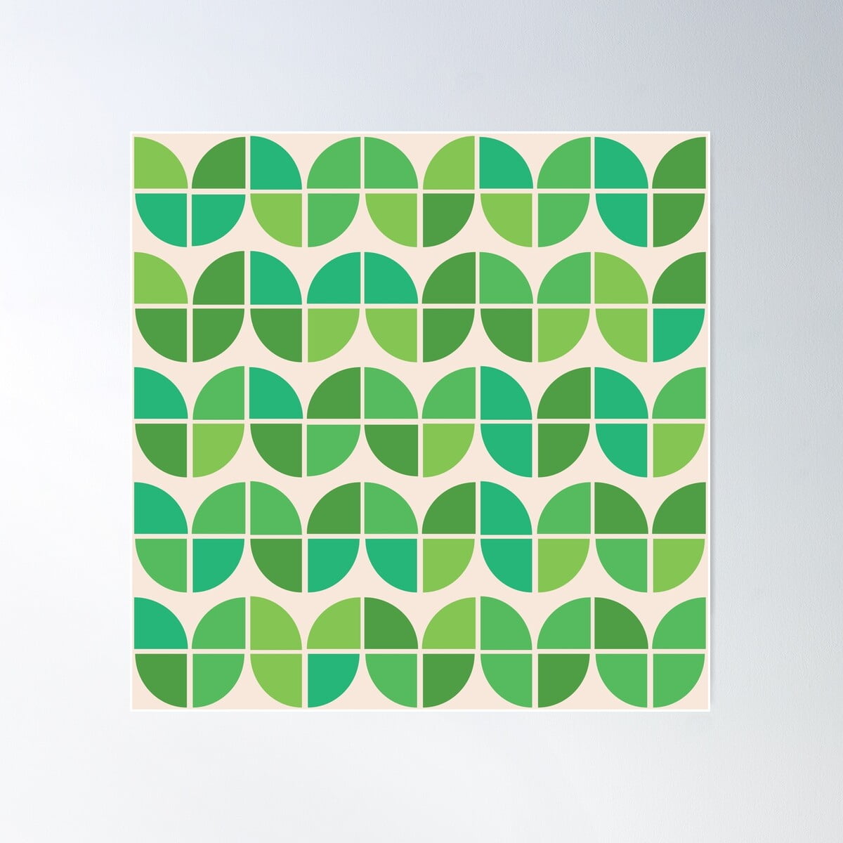Mid Century Modern Pattern With Geometric Green Floral Shapes Poster ...