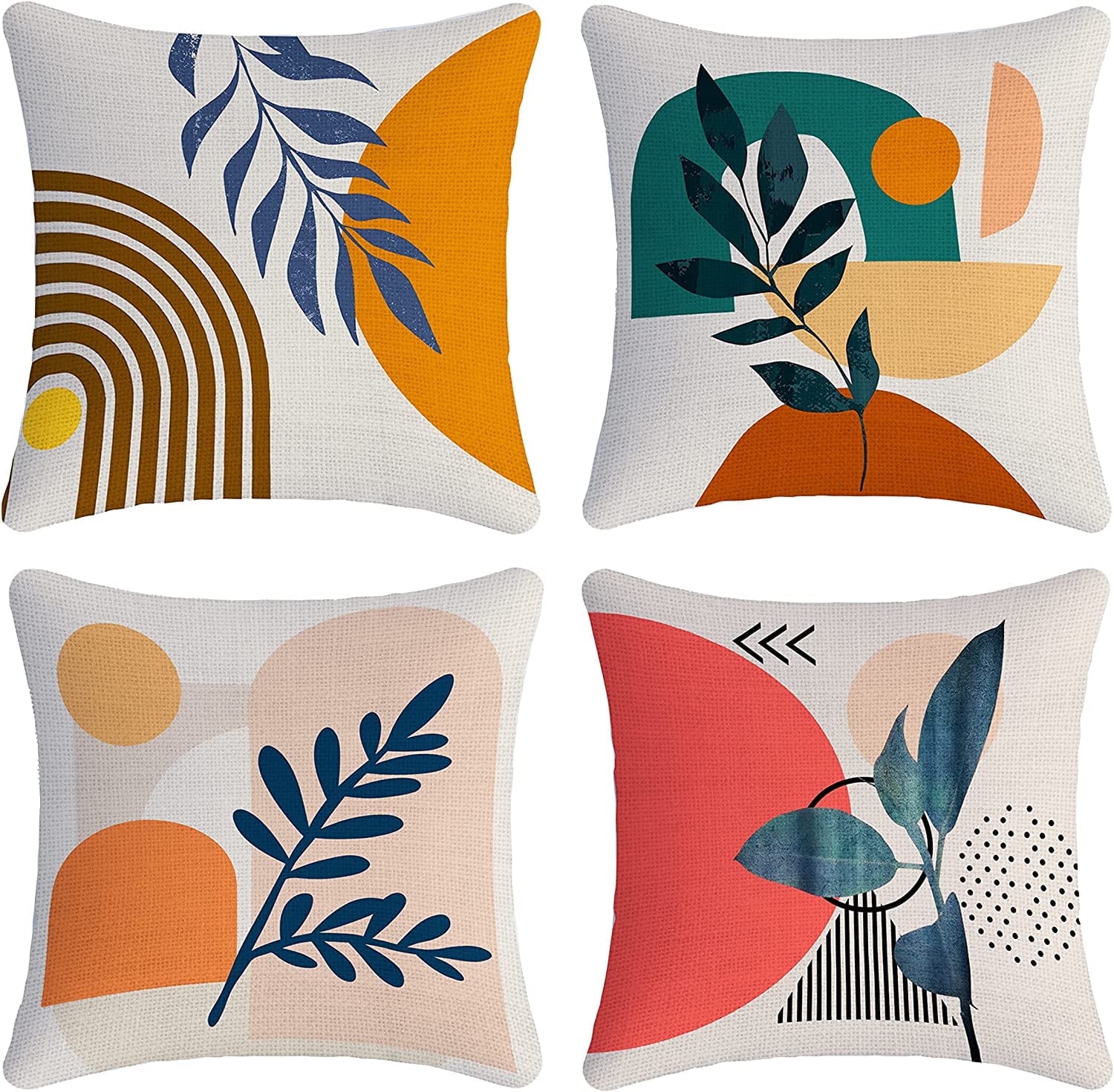Mid Century Modern Pillow Covers Set of 4 18x18 Aesthetic Abstract Art ...