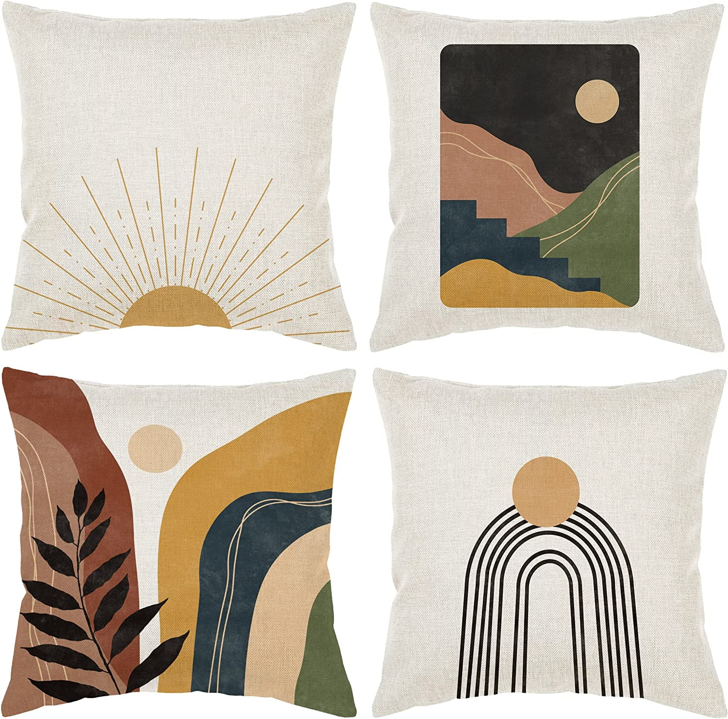 Mid Century Modern Pillow Covers Set of 4 18x18 Cute Plants ...