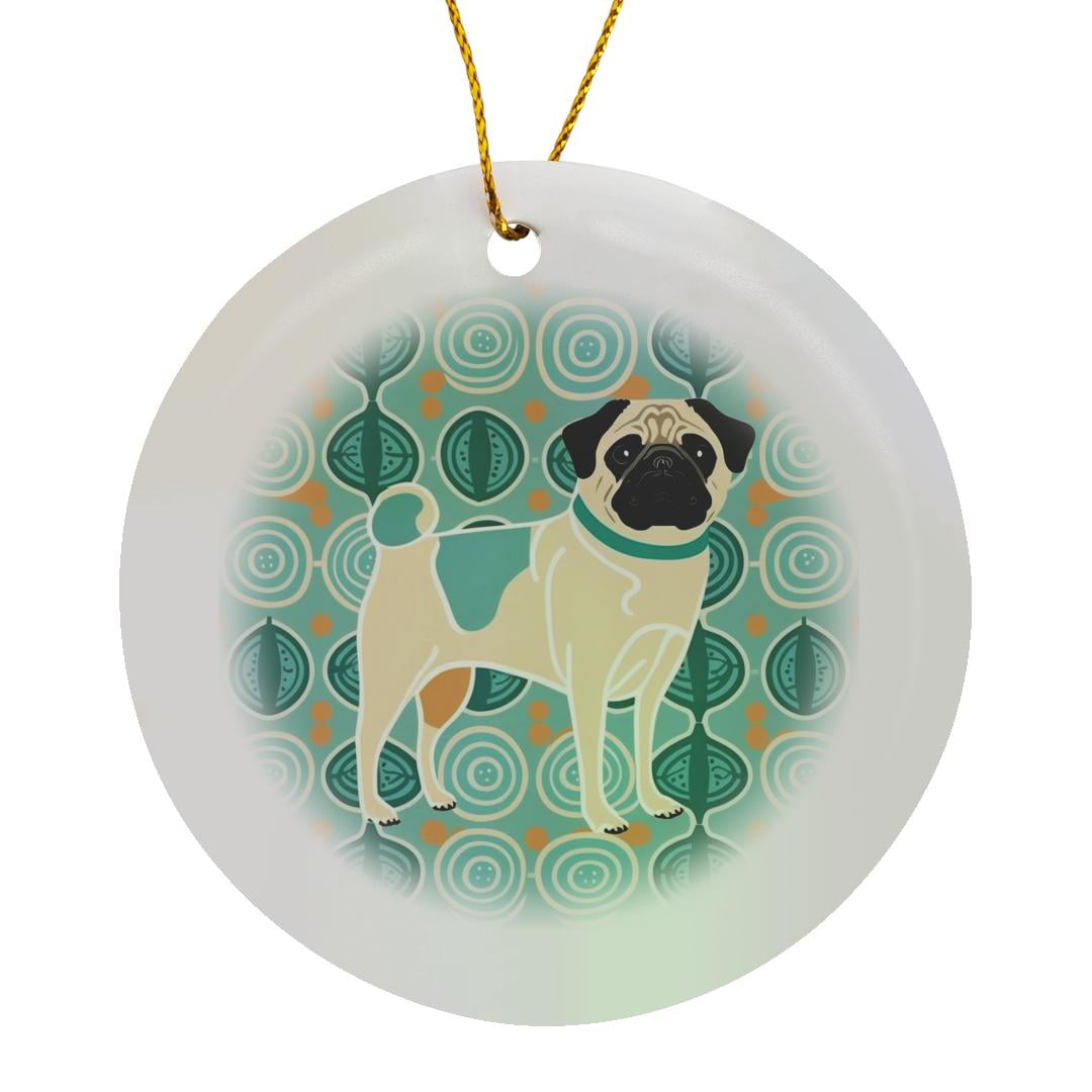 3drose, Mid-century Modern Pug with Mcm Background Pattern, Circle ...