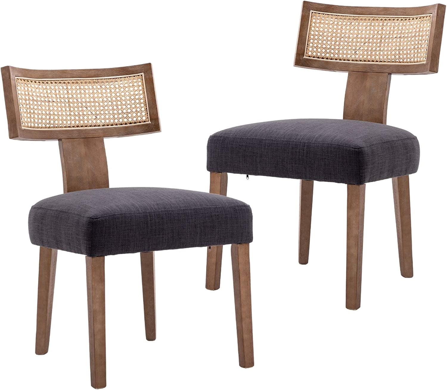 Mid Century Modern Rattan Dining Chairs Set of 2, Farmhouse Linen ...