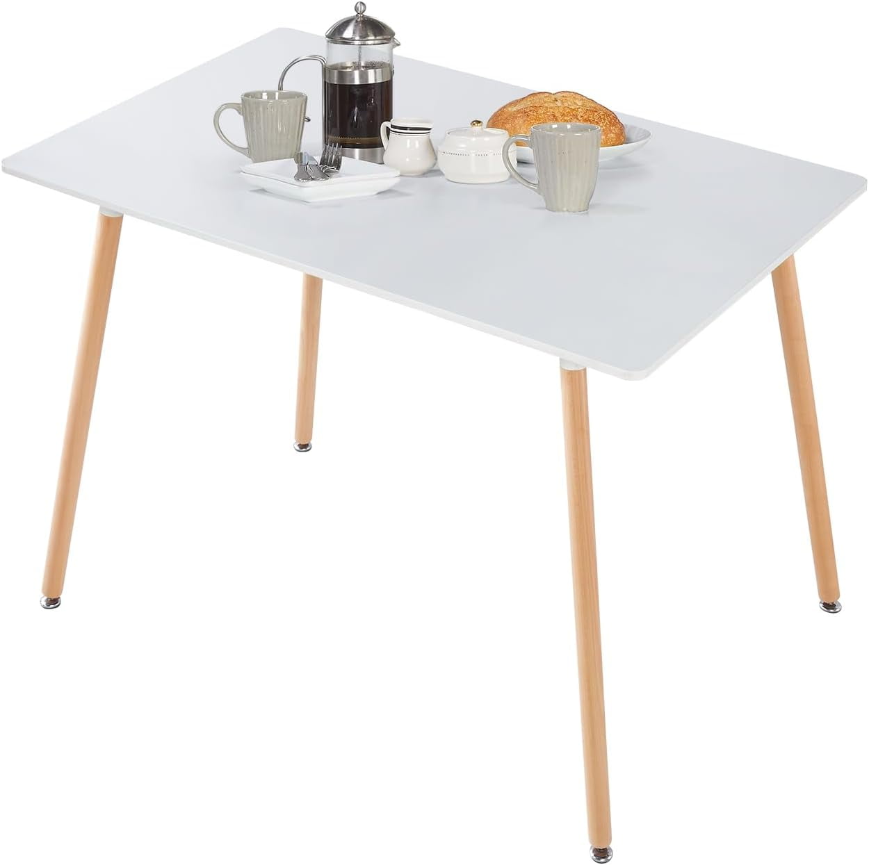 Mid Century Modern Rectangular Dining Table, 45" White Dining Table ...