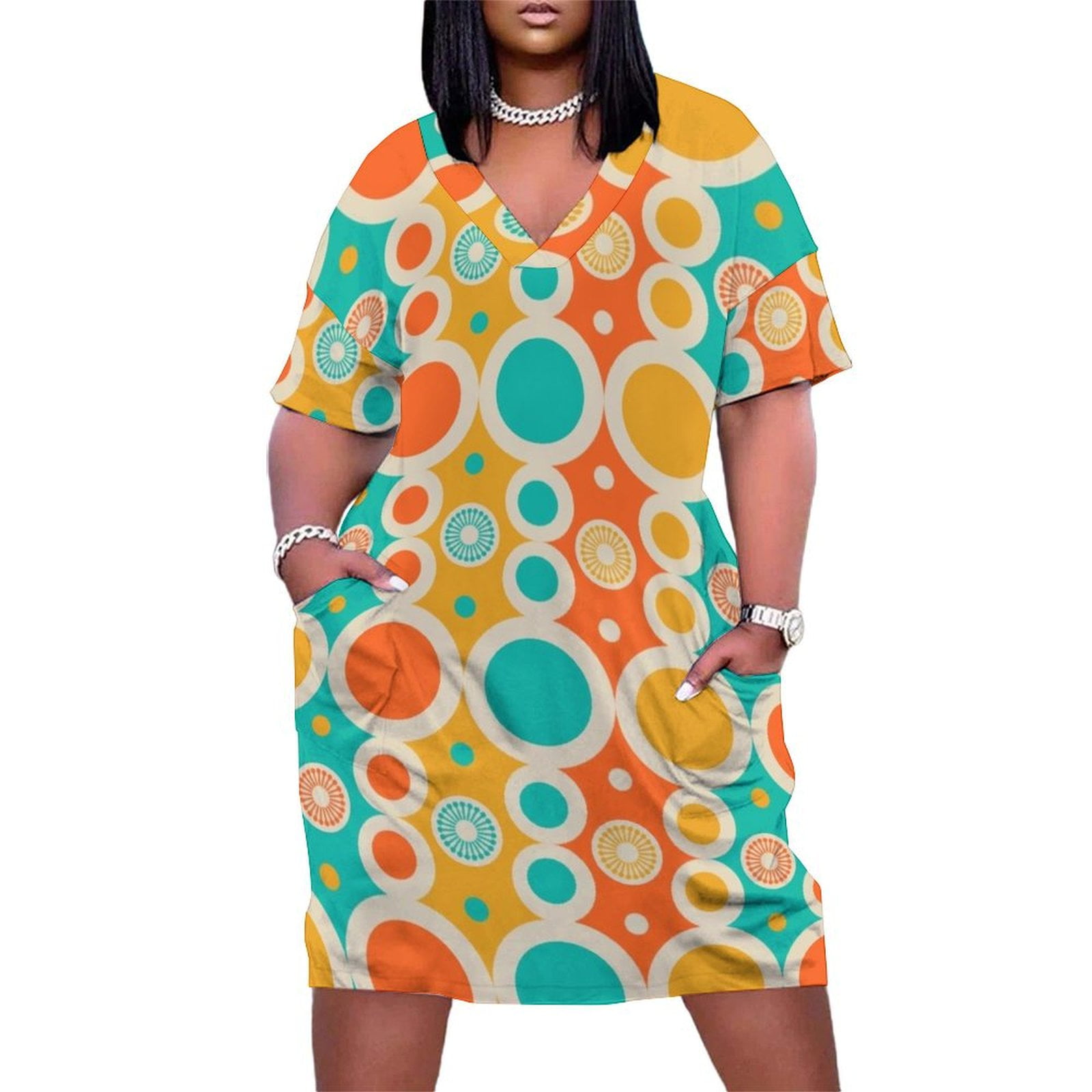 Mid-Century Modern - Retro Seventies Colourful Loose Pocket Dress ...