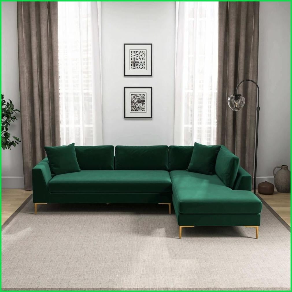 Mid-Century Modern Right-Facing L-Shaped Velvet Sectional Sofa – Solid ...