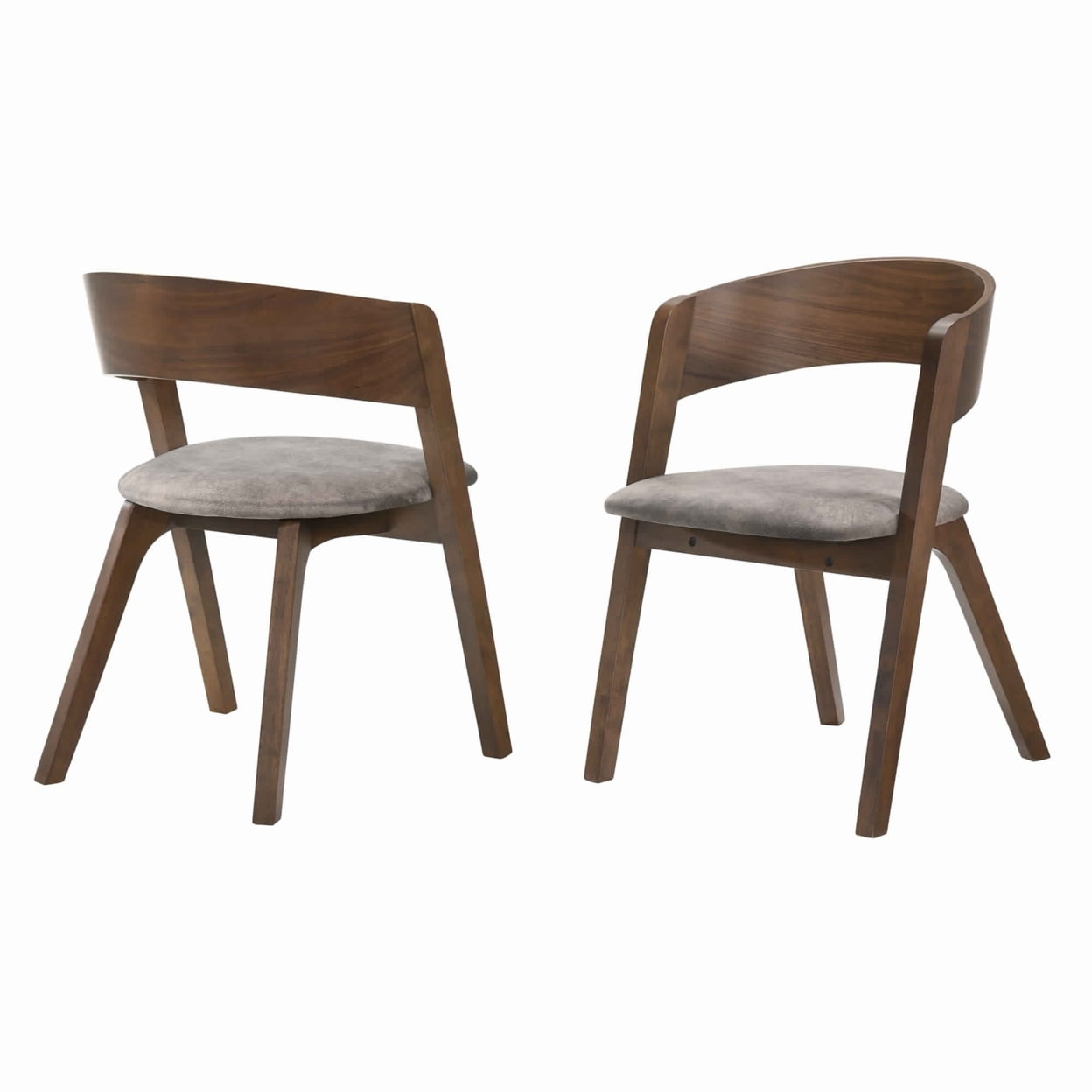 Mid Century Modern Round Back Wood Dining Chair, Set of 2, Brown ...