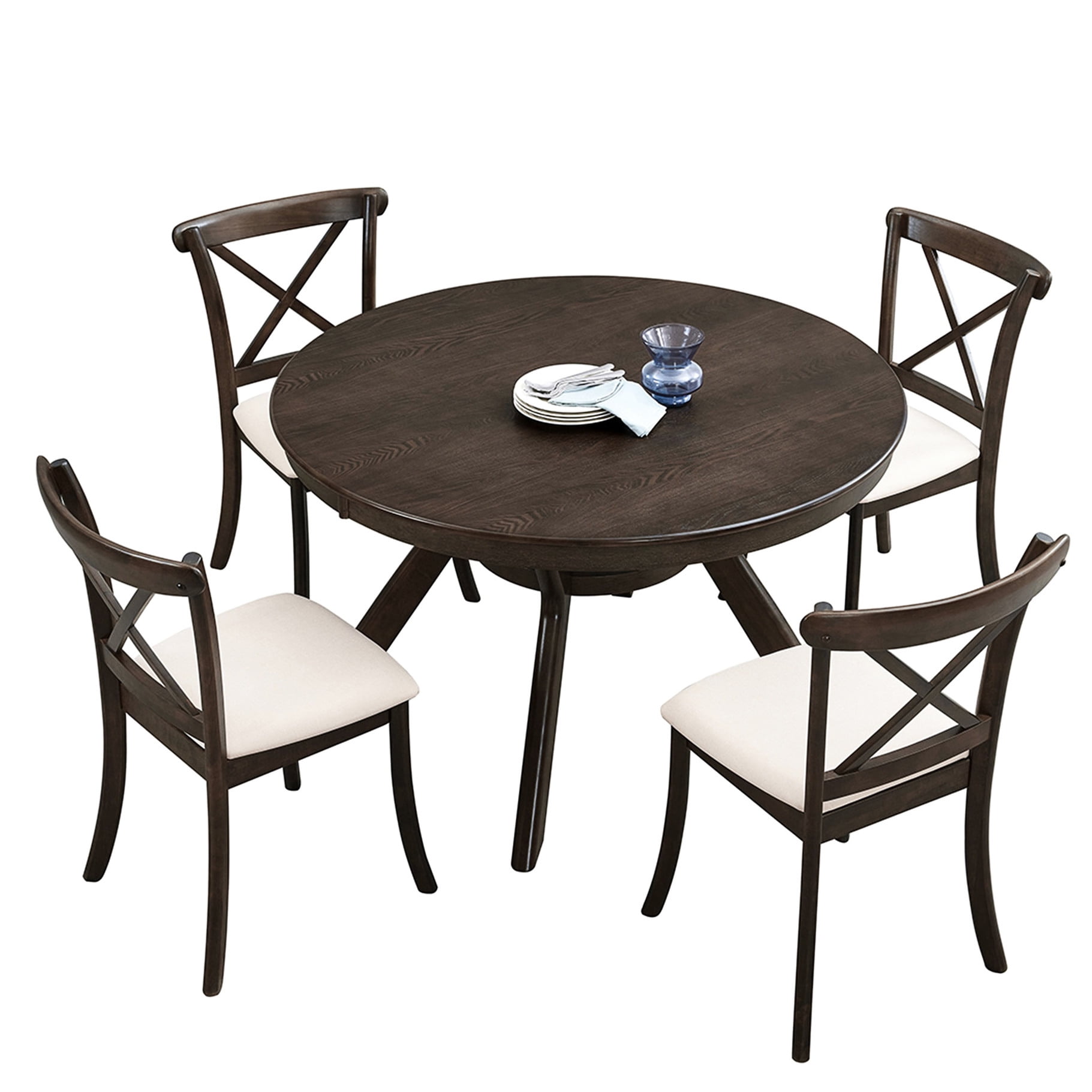 Mid Century Modern Round Dining Set | Space-Saving 1 Table with 4 ...