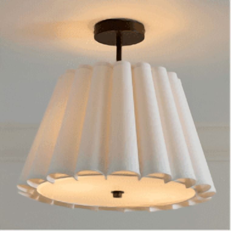 Mid Century Modern Semi Flush Mount Ceiling Light with White Linen ...