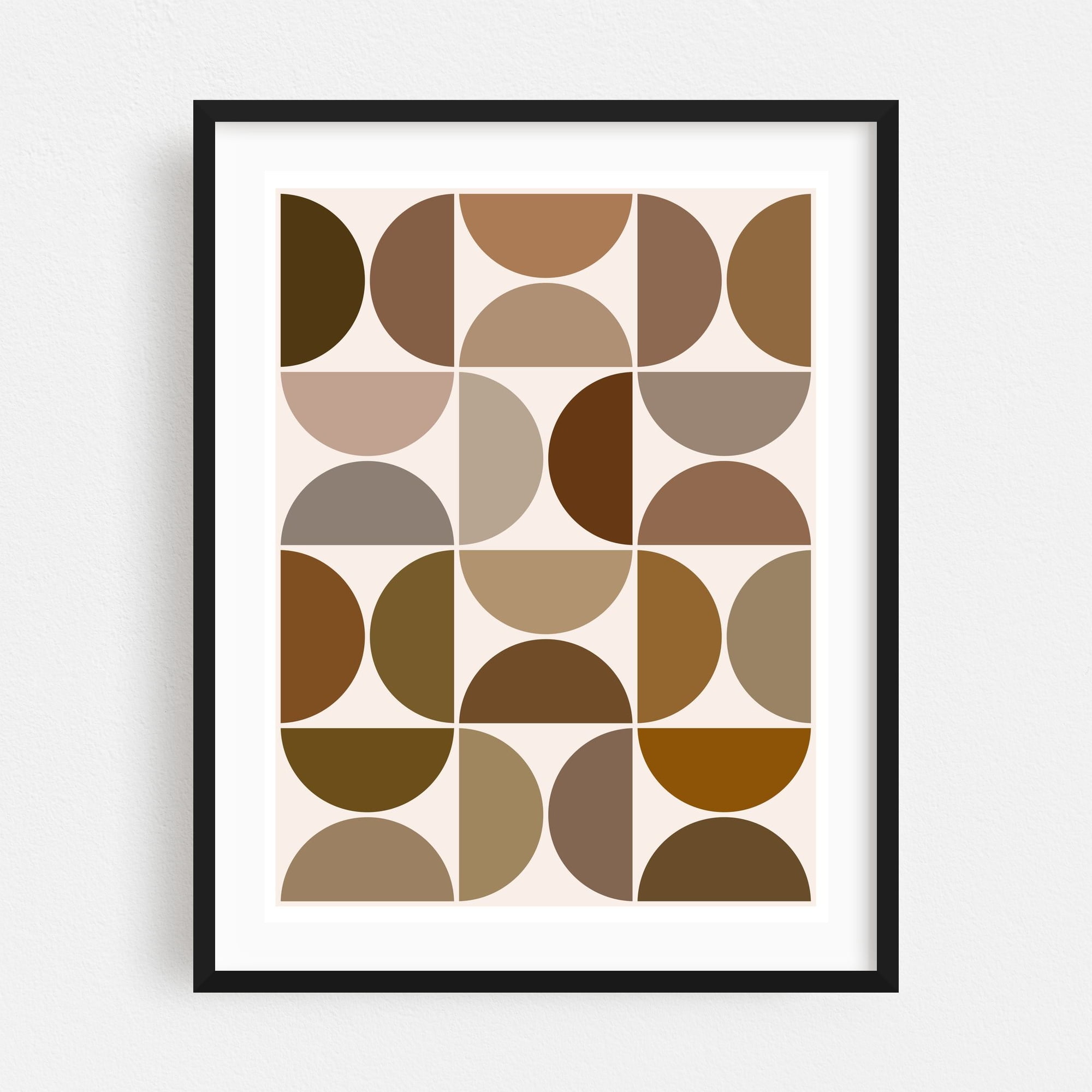 Mid-Century Modern Semicircles Browns+Creams - Digital Art Geometric ...