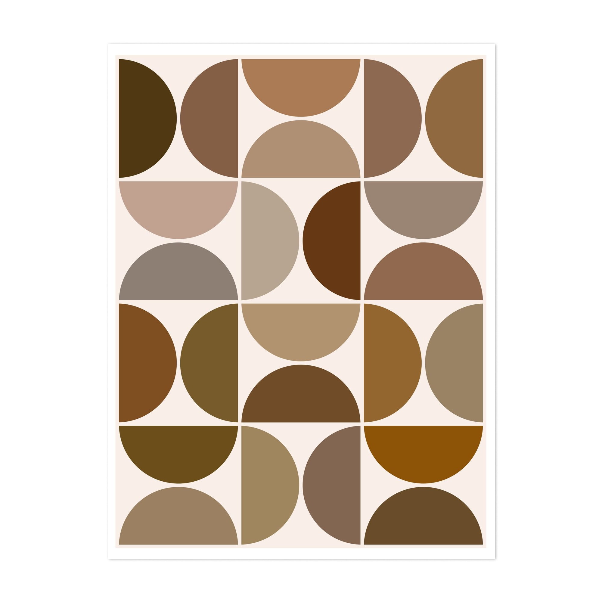 Mid-Century Modern Semicircles Browns+Creams - Digital Art Geometric ...