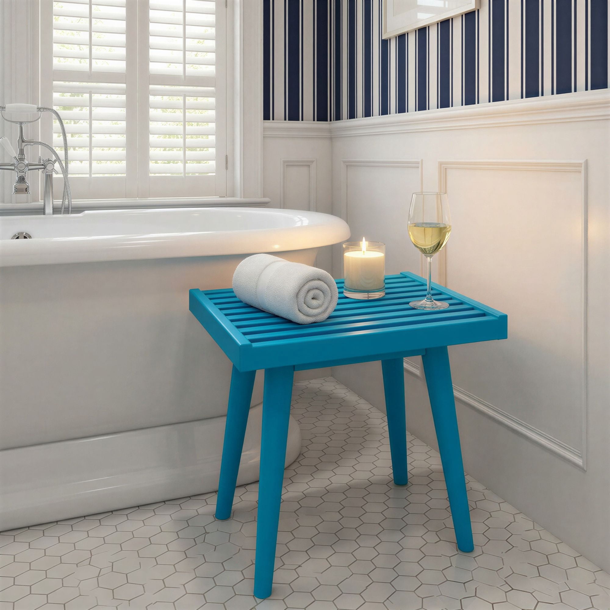Mid-Century Modern Single Bench, Teal - Walmart.com