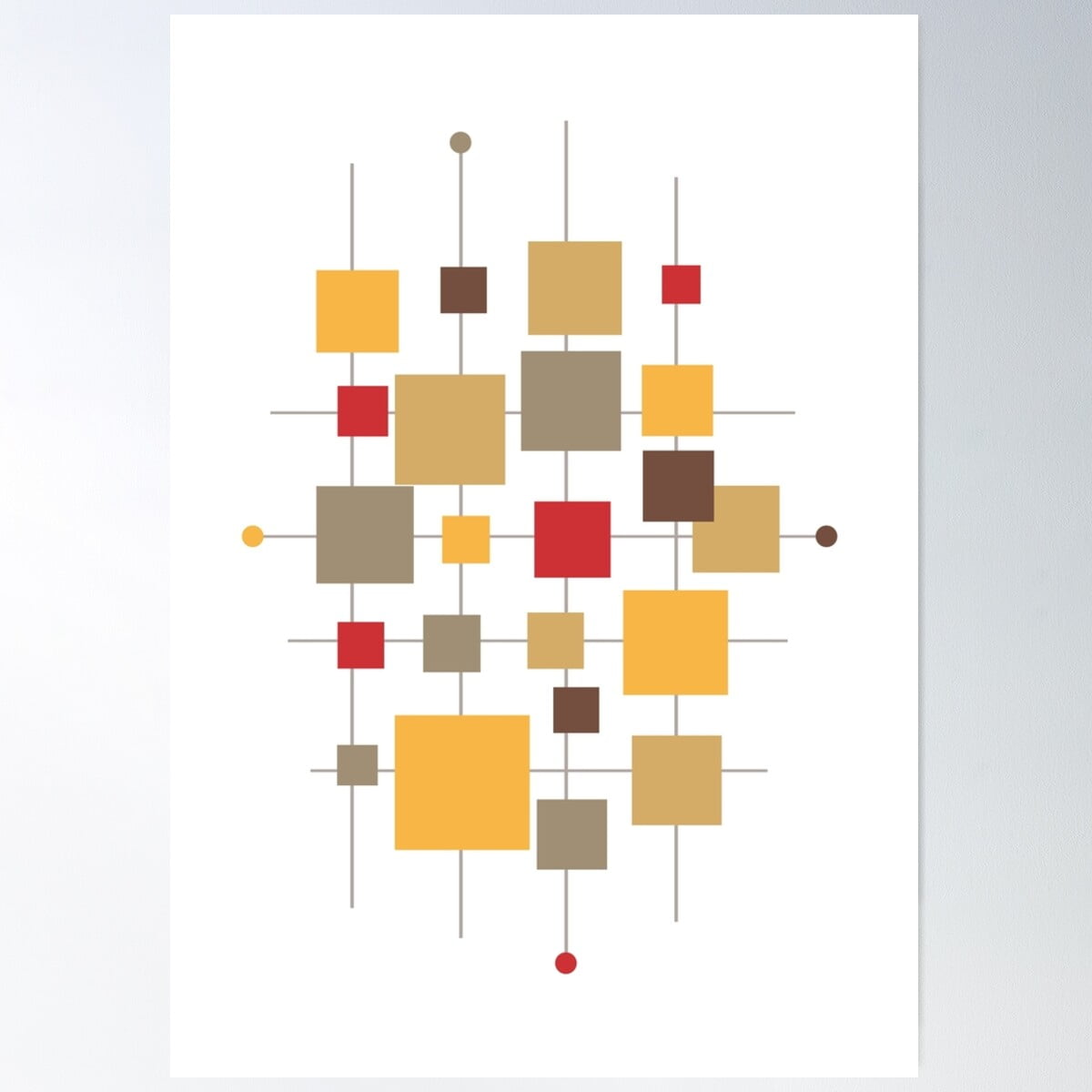 Mid-Century Modern Squares - Multi 04 Poster Wall Art, Modern Wall ...