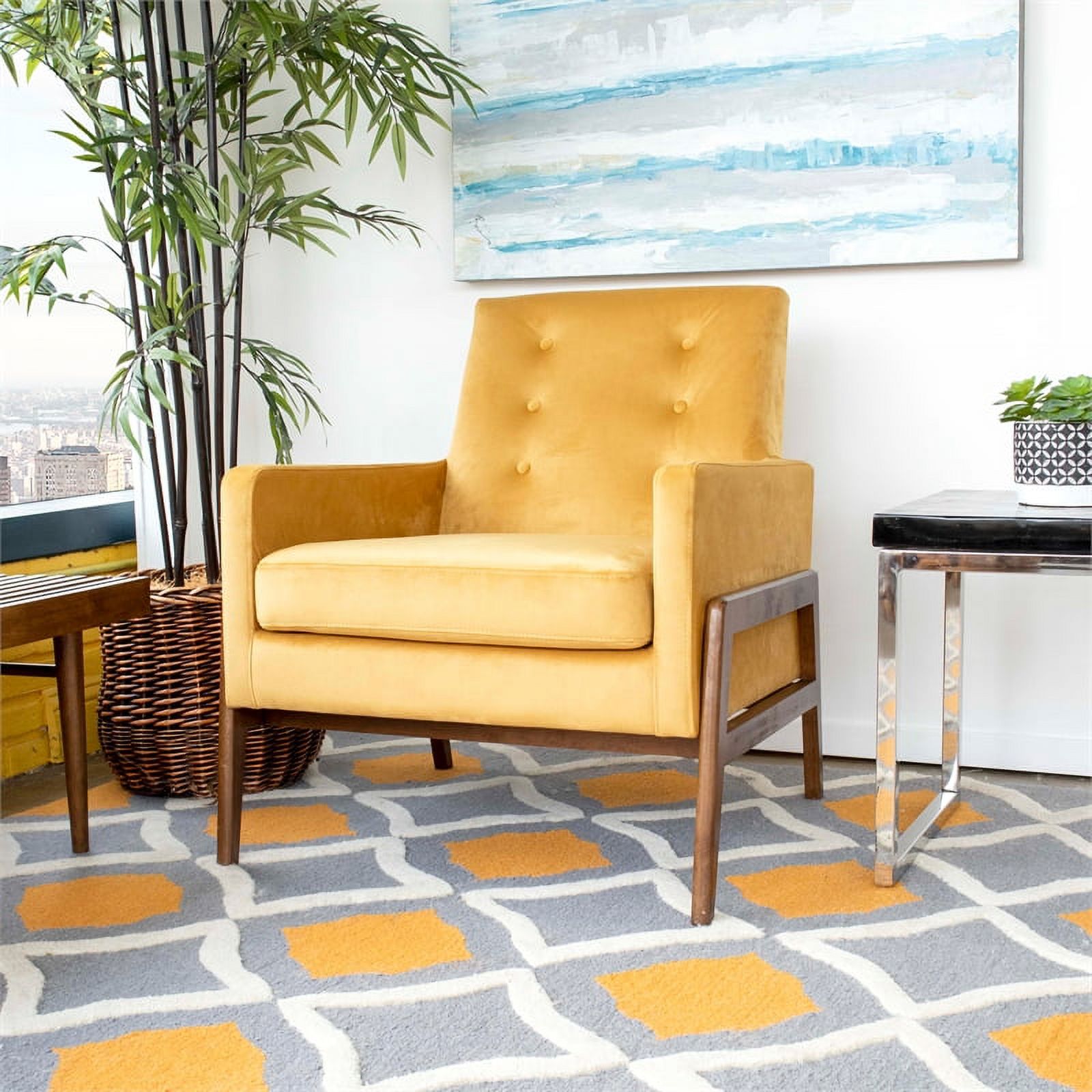 Mid Century Modern Steven Yellow Lounge Chair - Walmart.com