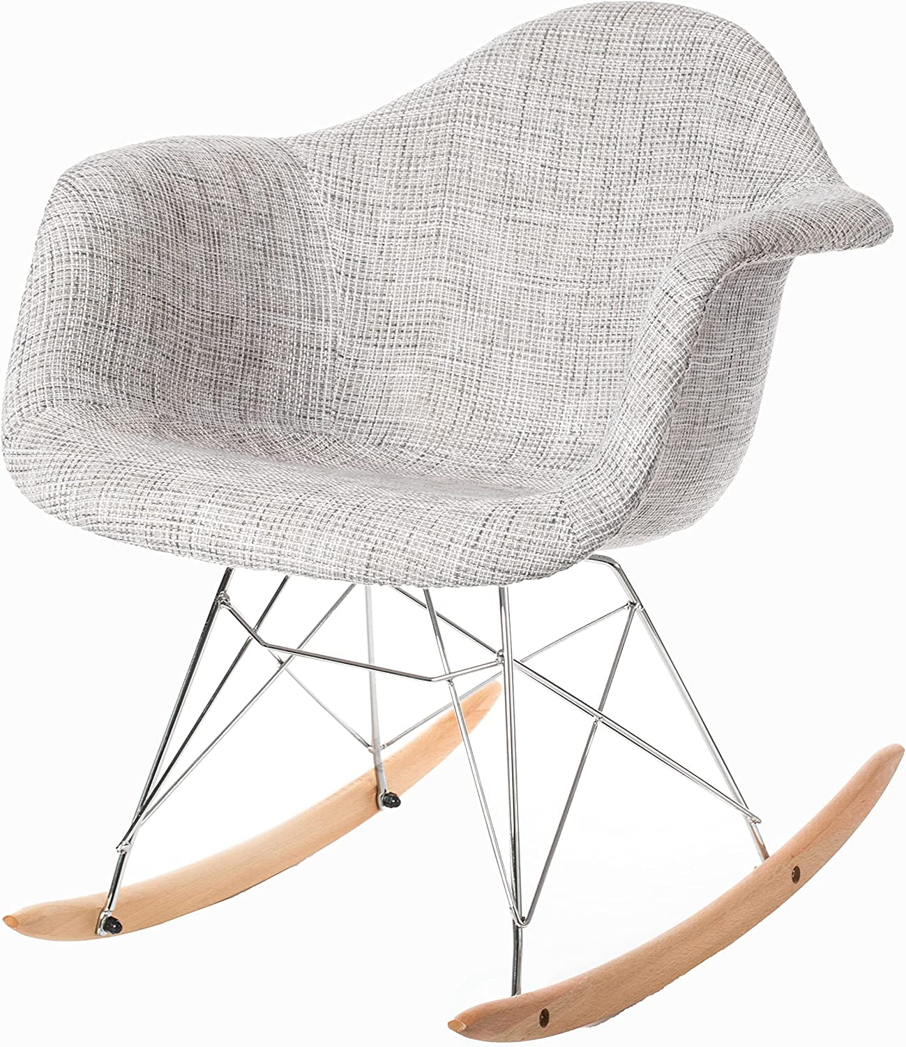 Mid-Century Modern Style Fabric Rocking Chair RAR Shell Dining Arm ...
