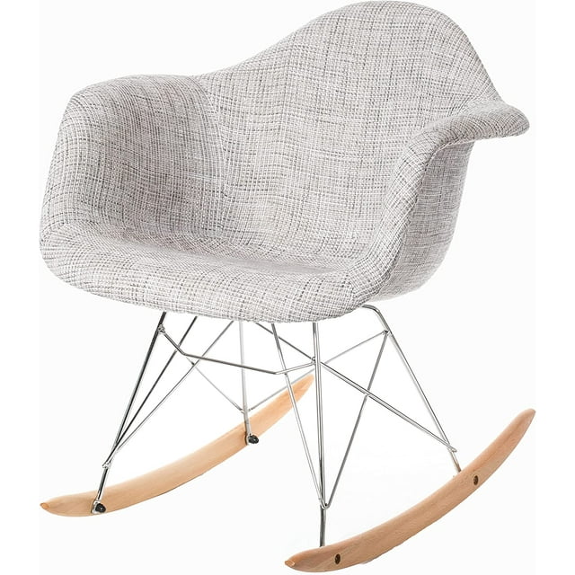 Mid-Century Modern Style Fabric Rocking Chair RAR Shell Dining Arm ...