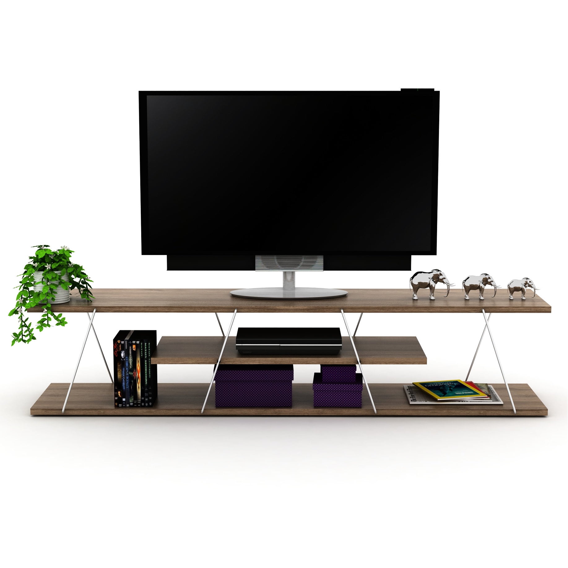 Mid Century Modern TV Centre | Open Shelves for DVDs and Remotes ...