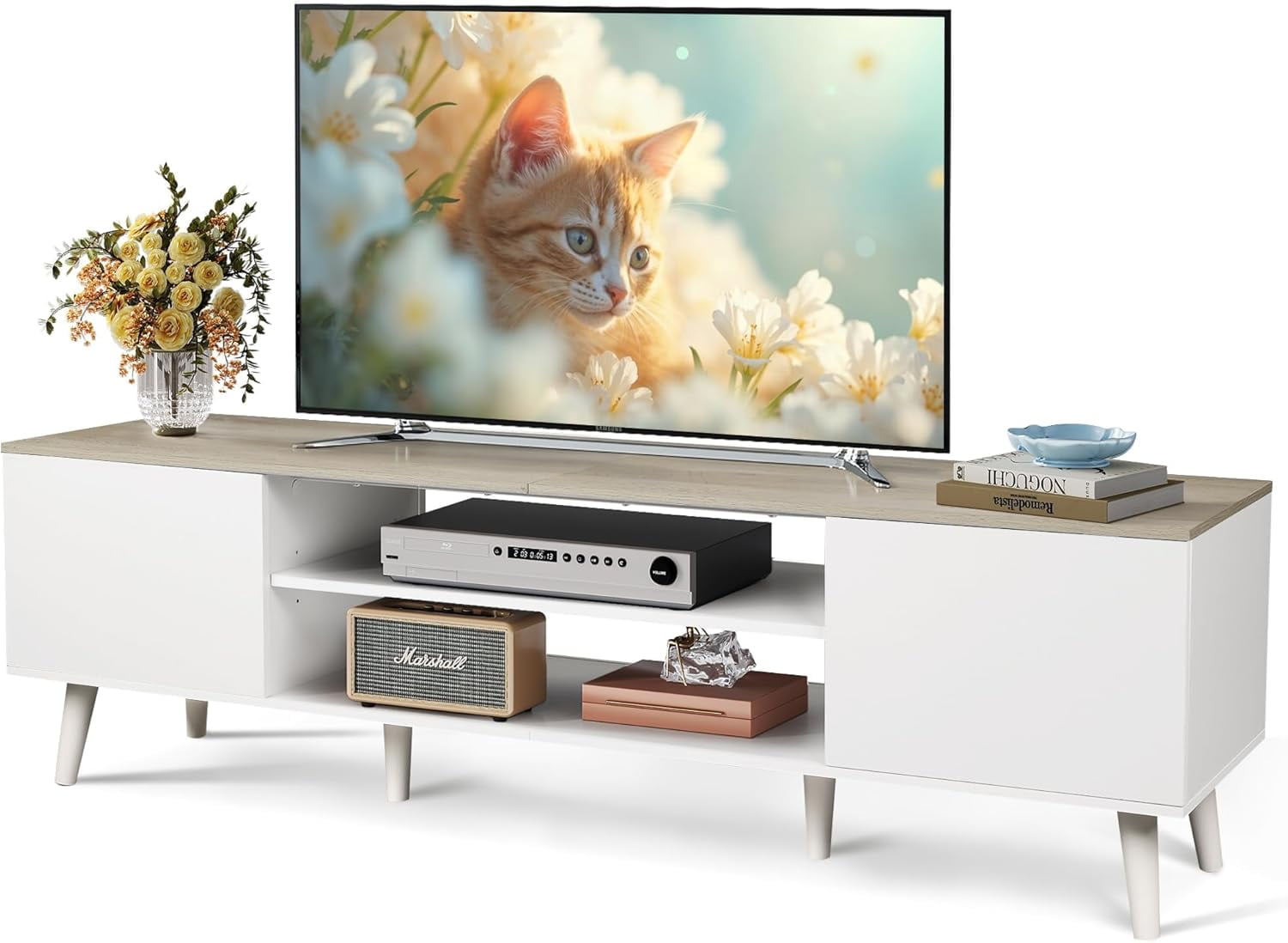 Mid-Century Modern TV Stand for 55/60 Inch TV, Entertainment Center ...