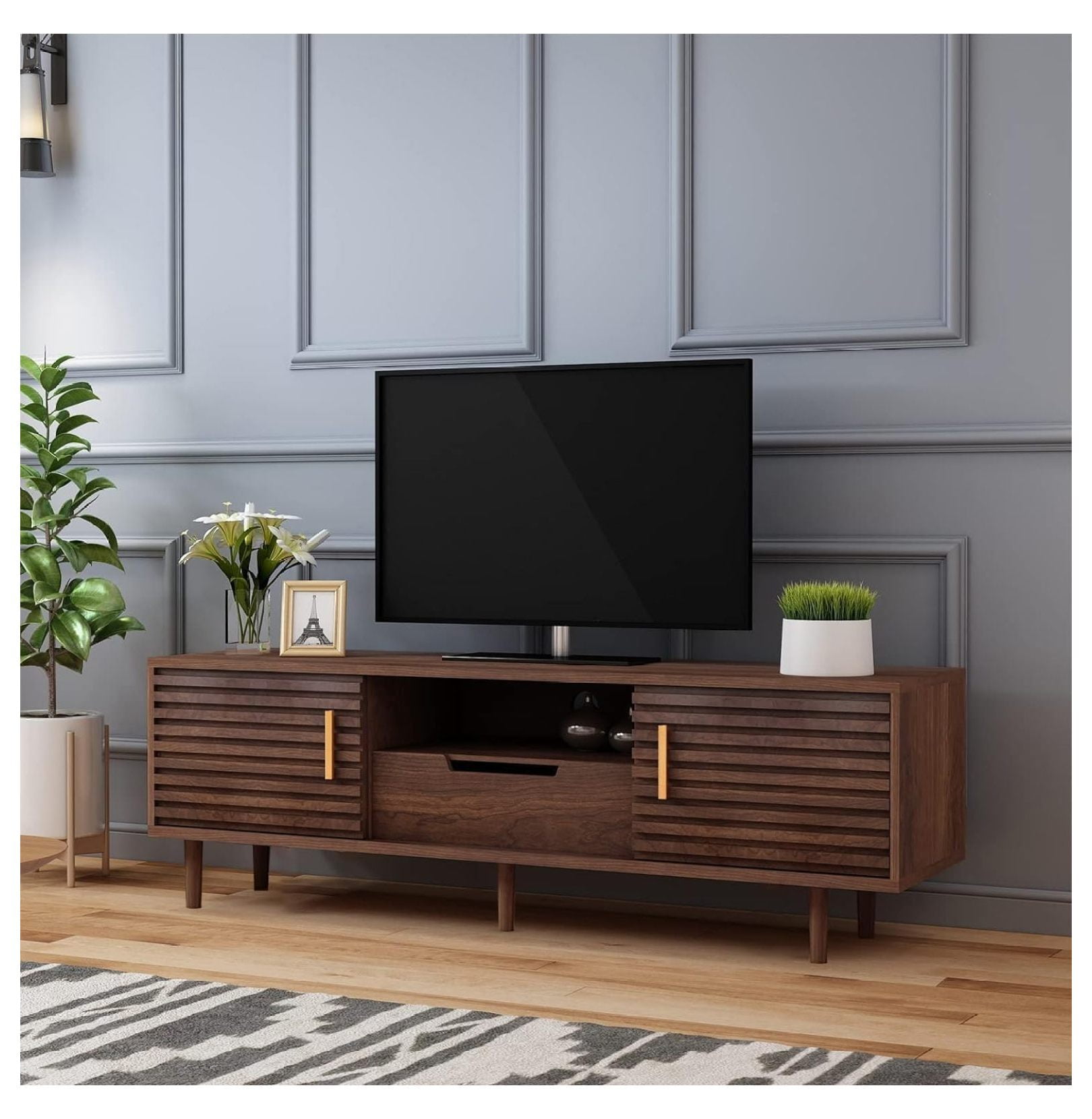 Mid-Century Modern TV Stand 65 Inch Wood TV Console with Storage ...