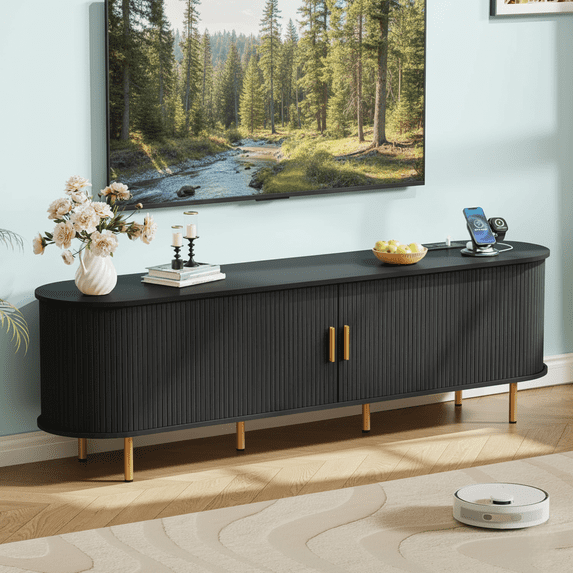 Mid Century Modern TV Stand with Power Outlet for TVs up to 75 Inch ...