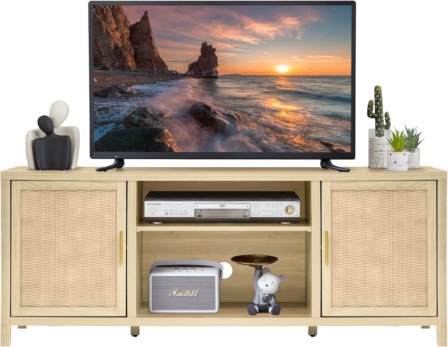 Mid Century Modern TV Stand with Storage Cabinet, 55 inch Low TV ...