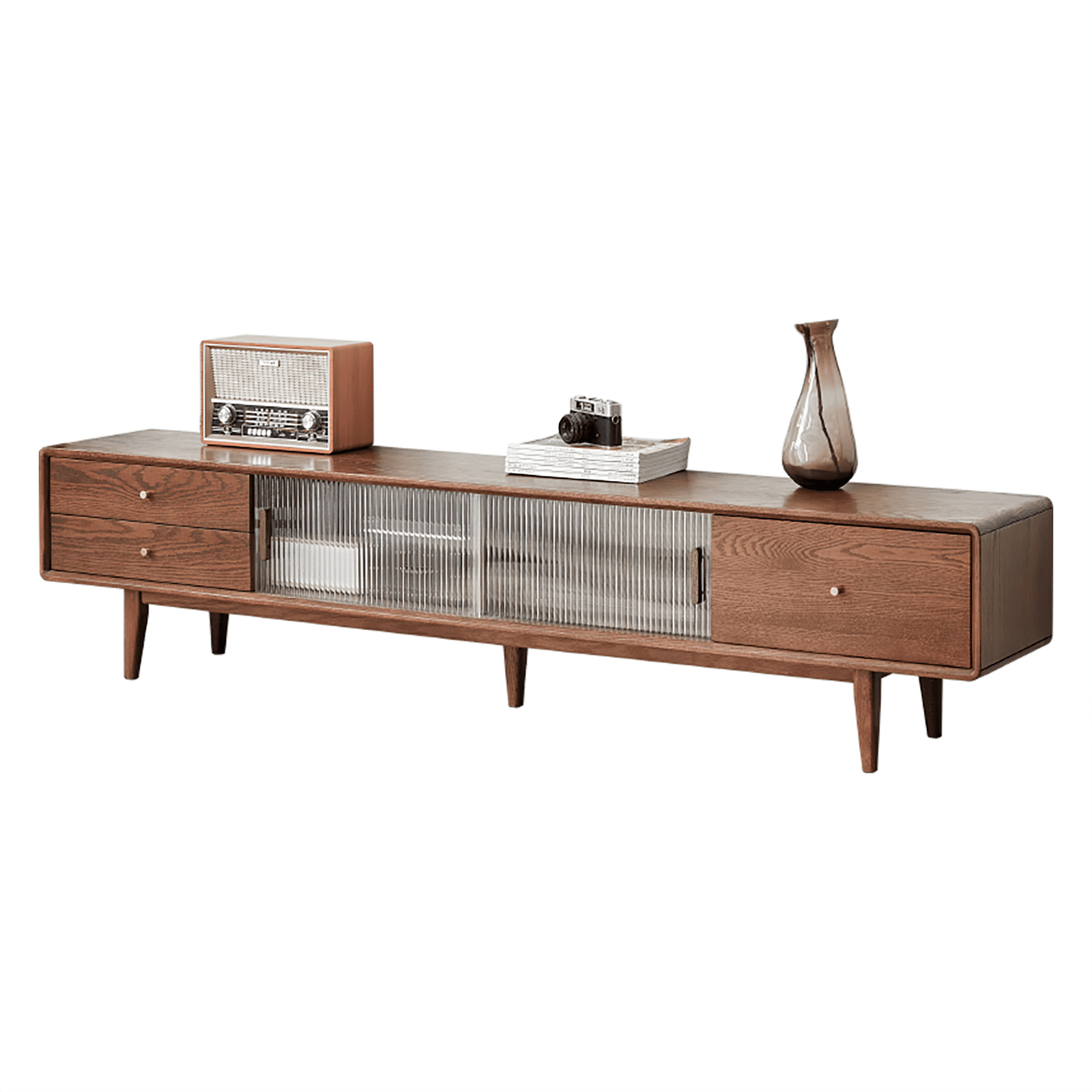 Mid Century Modern TV Stand,TV Console,North America FAS Grade Solid Oak Wood TV Cabinet with 2 ...