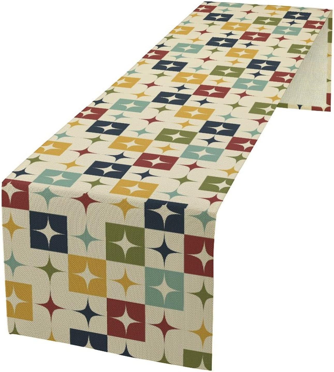Mid Century Modern Table Runner Abstract Geometric Diamond Atomic Star ...