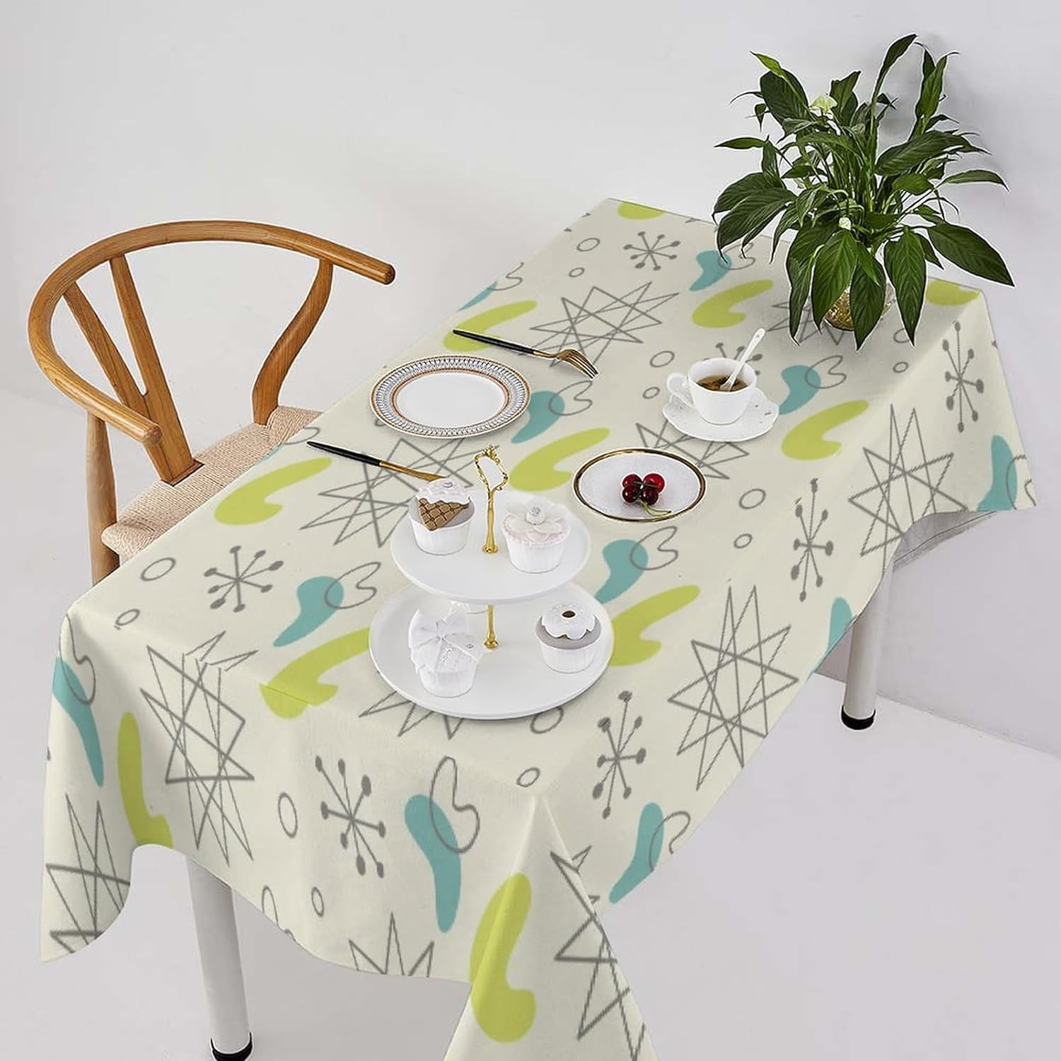 Mid Century Modern Tablecloth, 1950s Vintage Style Atomic Science ...