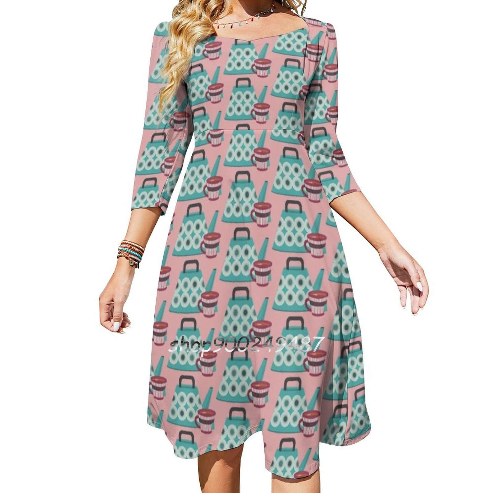 Mid-Century Modern Tea Time Sweet Elegant Dress Women Korean Kawaii ...