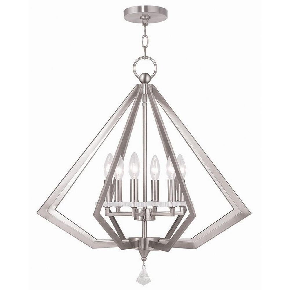 Mid Century Modern Traditional Six Light Chandelier-Brushed Nickel ...